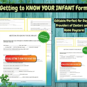 Editable Infant Form: Daycare Provider Information Sheet (digital ...