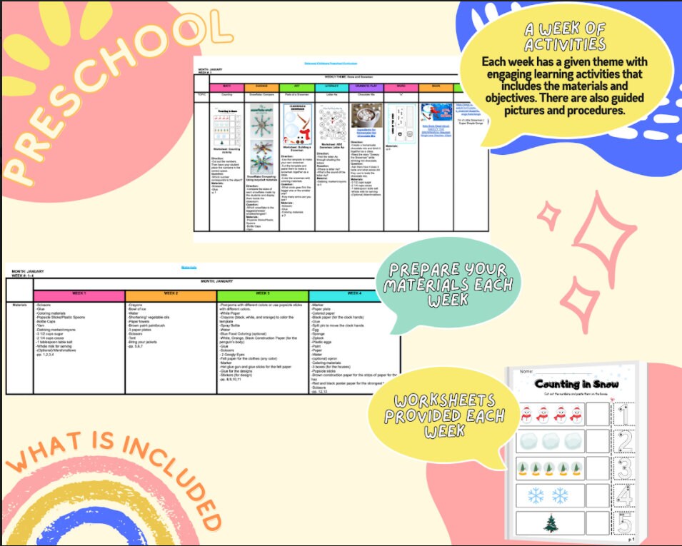 Preschool Curriculum: 48 Themed Weeks, Homeschool Printable (PDF) - Etsy