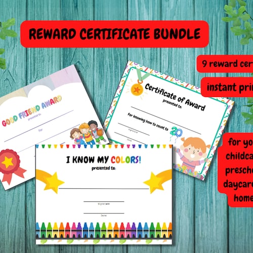 REWARD CERTIFICATE BUNDLE 9 Reward Certificates for Your - Etsy