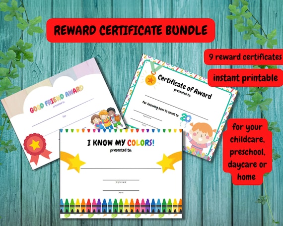 REWARD CERTIFICATE BUNDLE 9 Reward Certificates for Your - Etsy