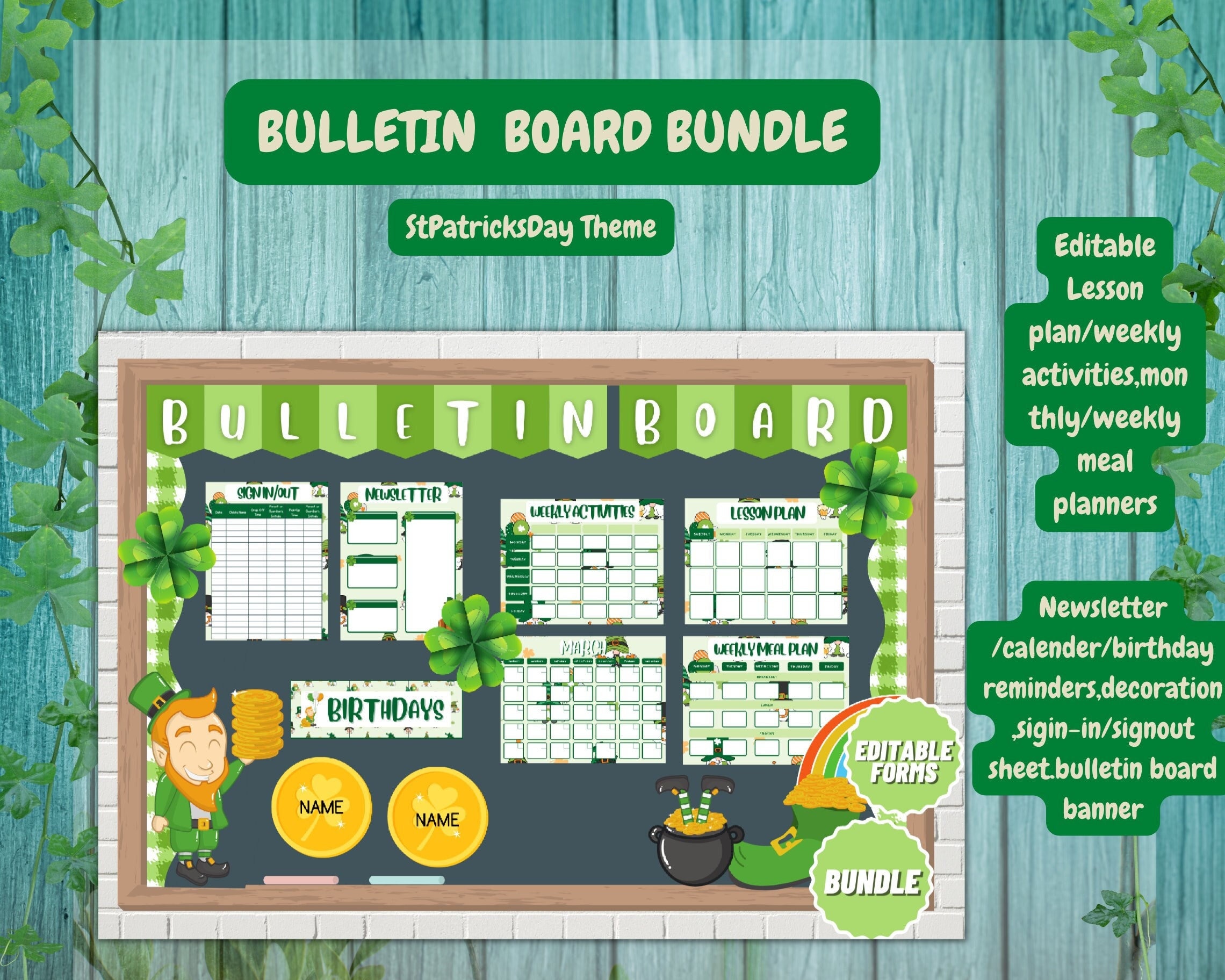 St. Patrick's Day Theme Bulletin Board / Perfect for Home Daycares ...