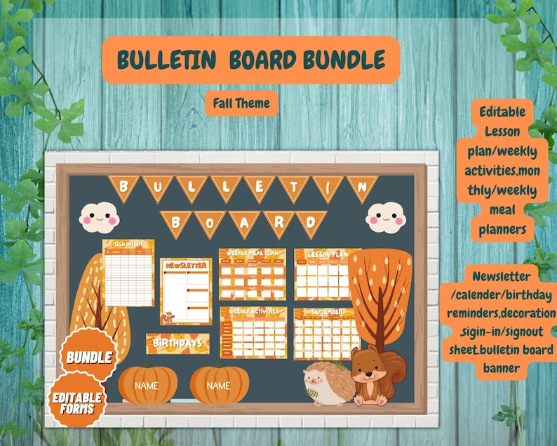Fall Theme Bulletin Board Kit: Classroom Decor & Editable Templates ...