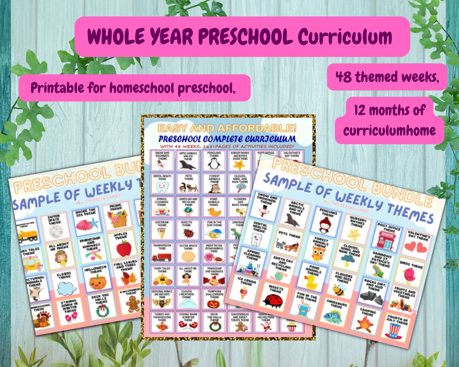 Preschool Curriculum: 48 Themed Weeks, Homeschool Printable (PDF) - Etsy