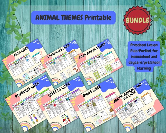 ANIMAL THEMES Printable Preschool Lesson Plan Bundle/perfect | Etsy