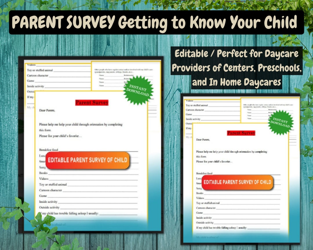 PARENT SURVEY Getting to Know Your Child / Editable / Perfect for ...