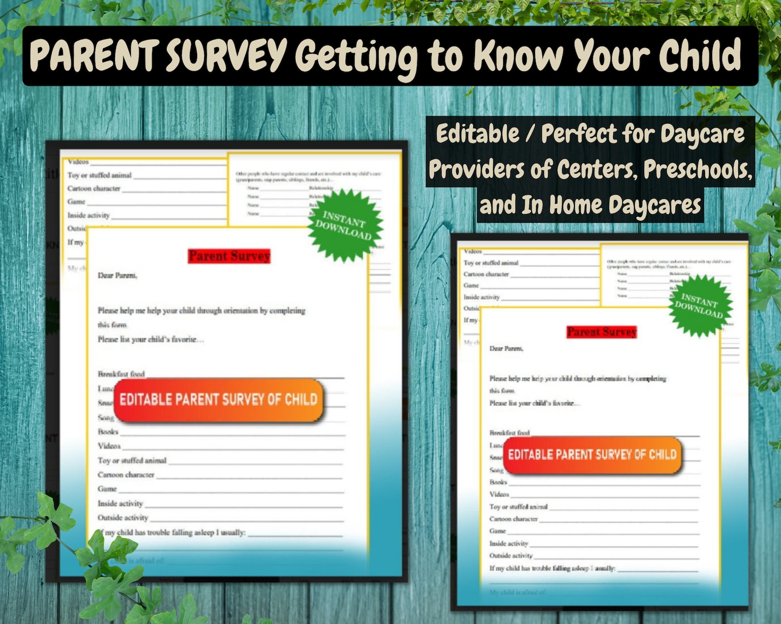 PARENT SURVEY Getting to Know Your Child / Editable / Perfect for ...