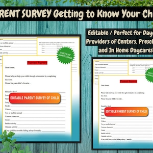 PARENT SURVEY Getting to Know Your Child / Editable / Perfect for ...
