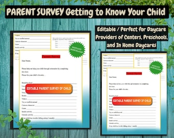 Getting to Know Your Child Form for Your Home Daycare. Instant Download ...