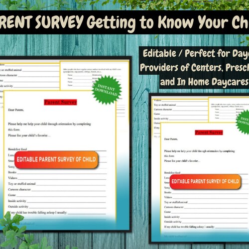 PARENT SURVEY Getting to Know Your Child / Editable / Perfect - Etsy