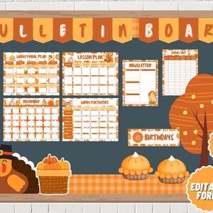 Thanksgiving Bulletin Board Kit: Editable Daycare Newsletter, Meal Plan ...