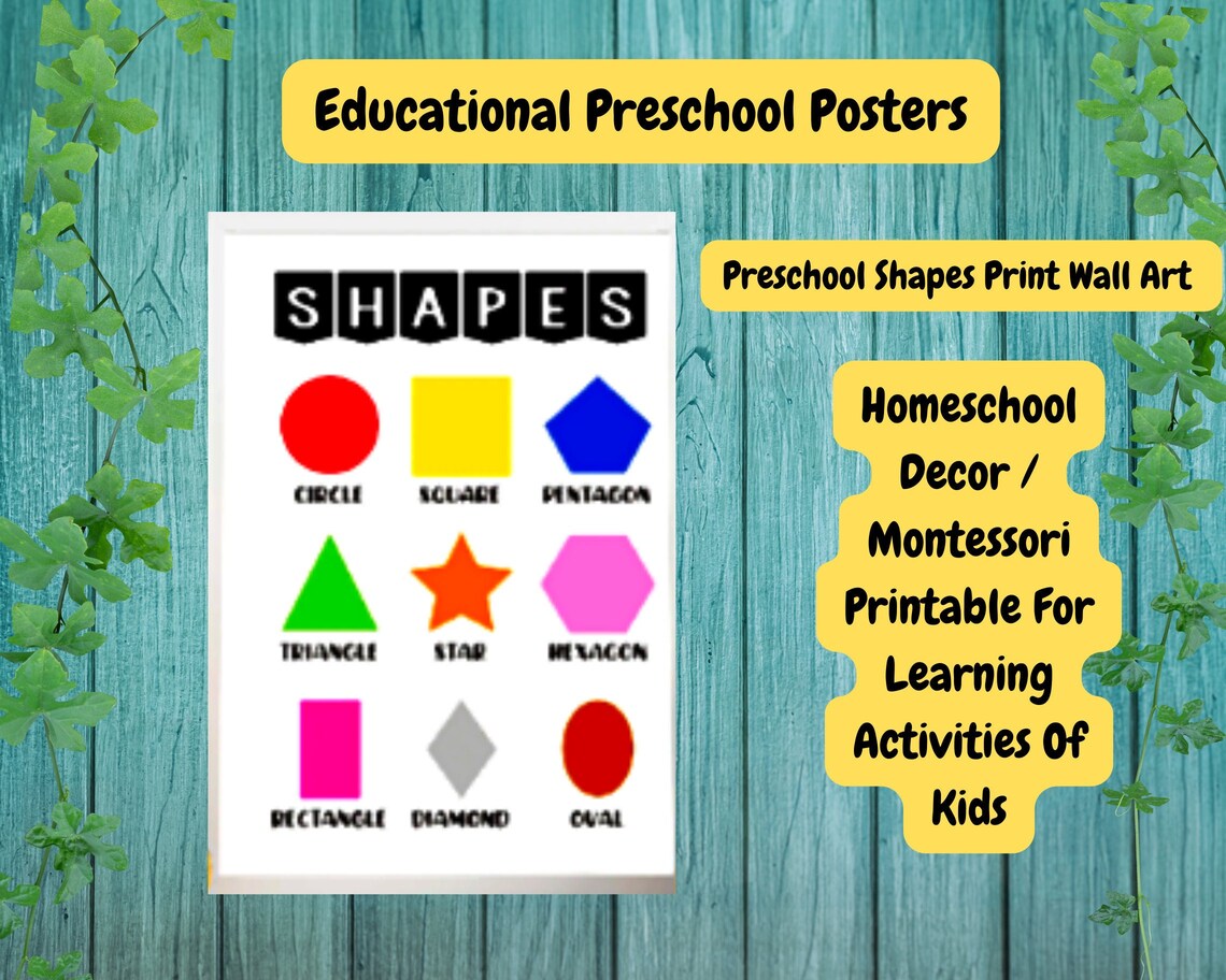 Educational Preschool Posters / Preschool Shapes Print Wall - Etsy