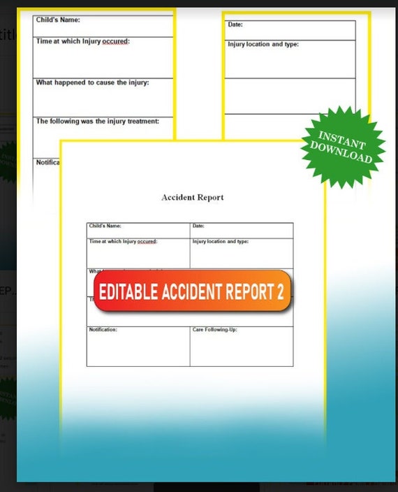 DAYCARE ACCIDENT REPORT 2 Printable/editable /accident Form | Etsy