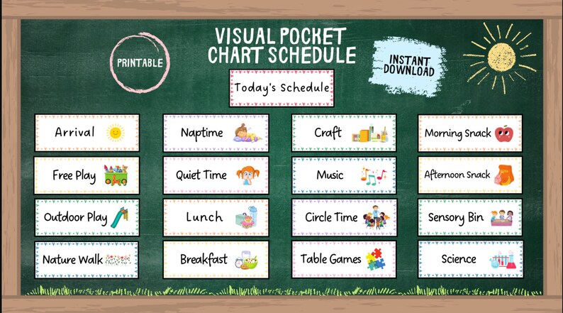 VISUAL POCKET SCHEDULE/ Perfect for Home Daycare, Preschool, or ...