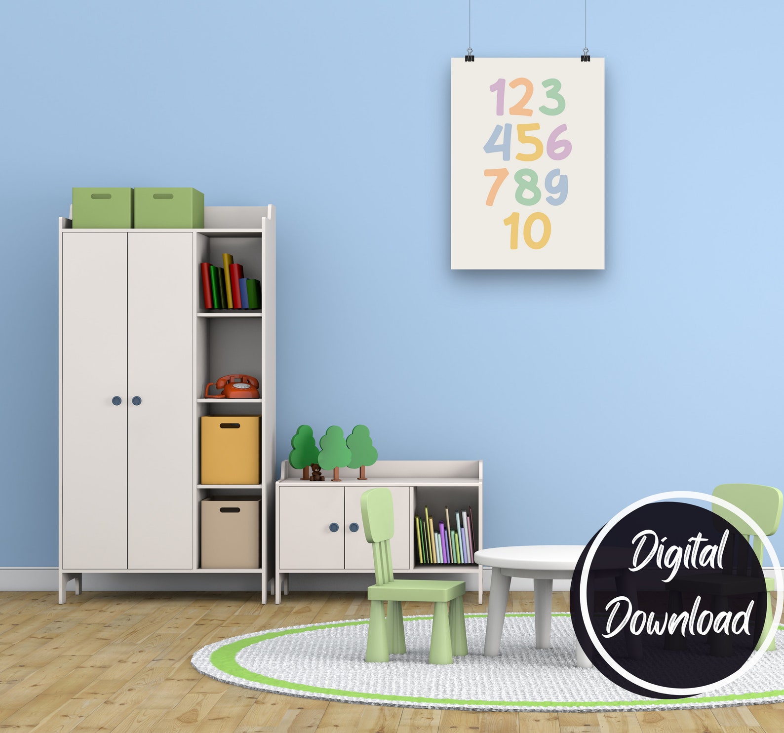 Numbers Wall Art for Daycare / Printable 123 Numbers Art / - Etsy
