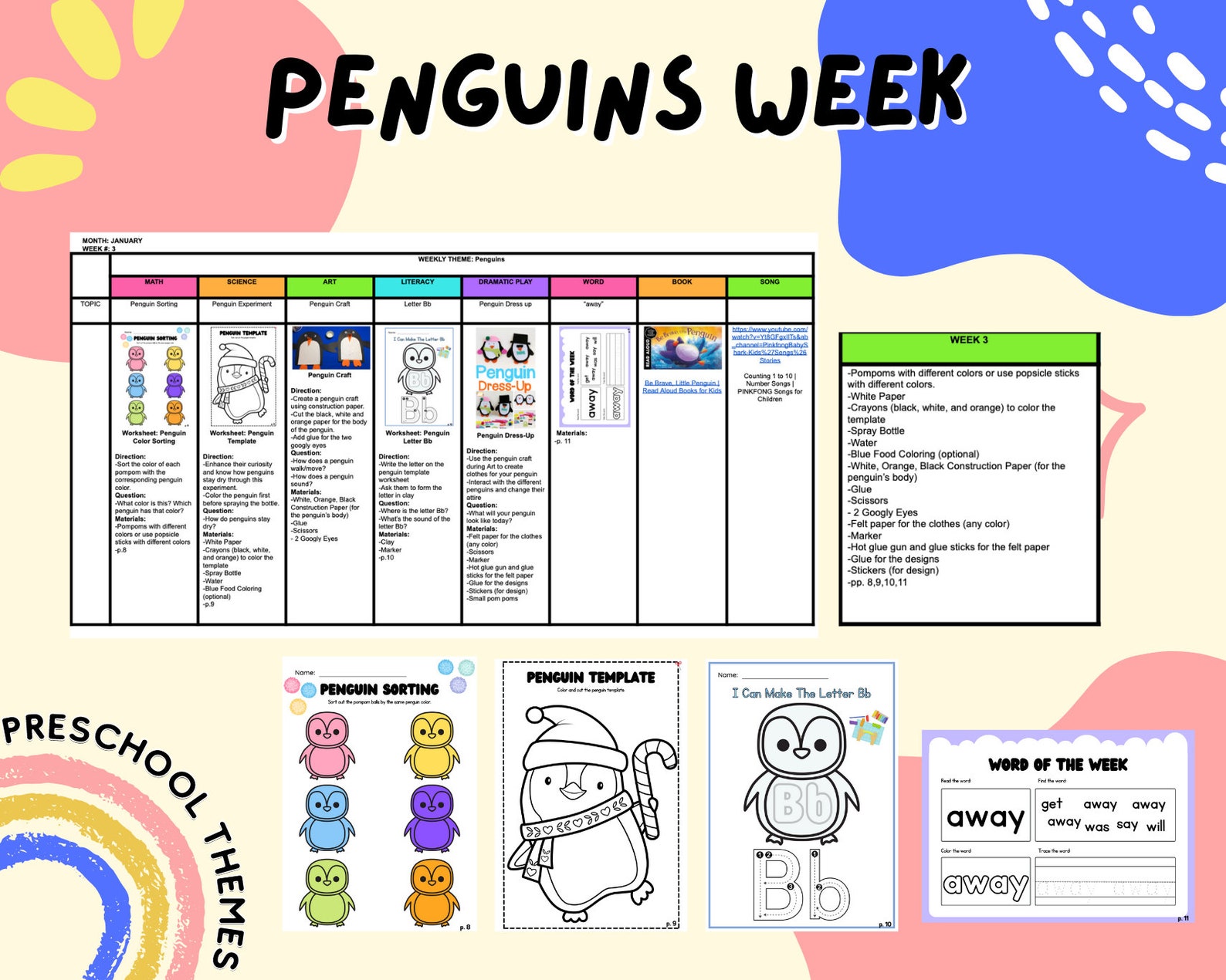 WINTER THEMES Printable Preschool Lesson Plan BUNDLE /dec - Etsy