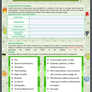 Daycare SAFETY PLAN / Licensing Requirement / Downloadable PDF Filler ...