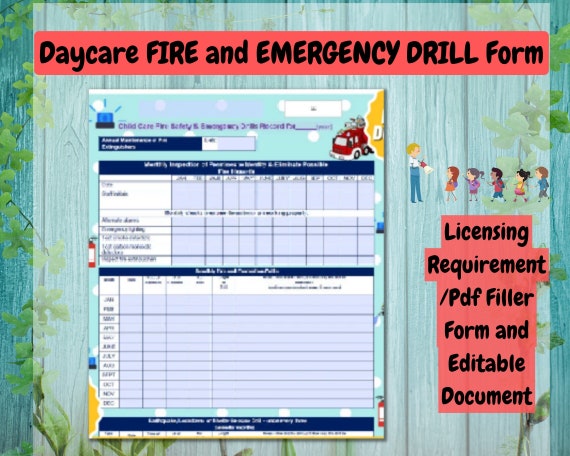 Daycare FIRE and EMERGENCY DRILL Form/licensing - Etsy