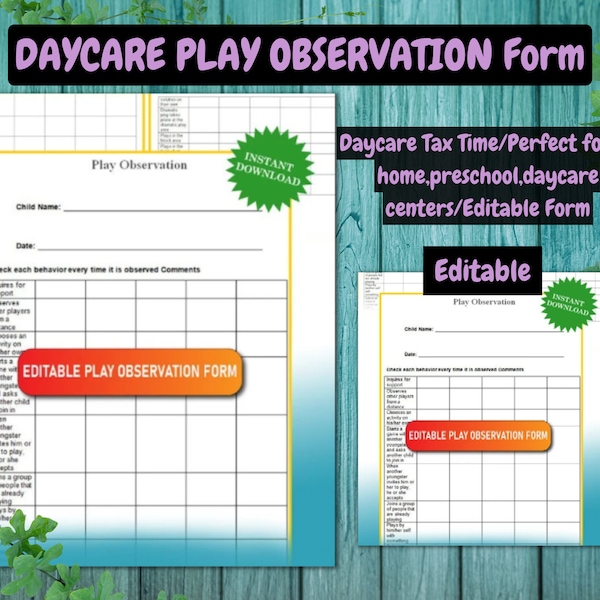 Preschool Observation Form - Etsy