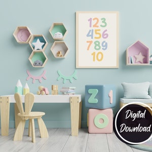 Numbers Wall Art for Daycare / Printable 123 Numbers Art / Playroom ...