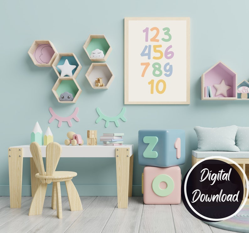 Numbers Wall Art for Daycare / Printable 123 Numbers Art / - Etsy
