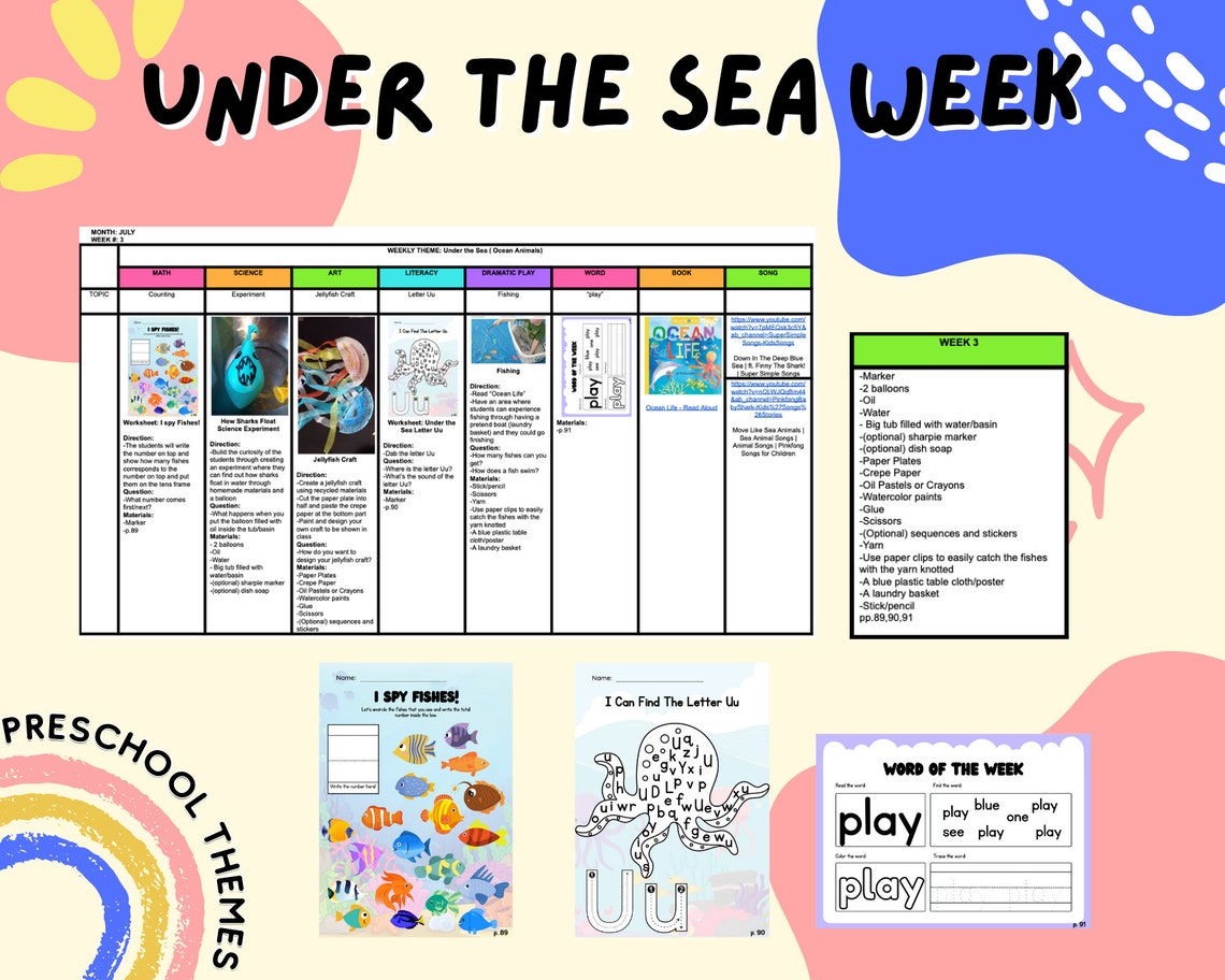 SUMMER TIME THEMES Printable Preschool Lesson Plan june - Etsy