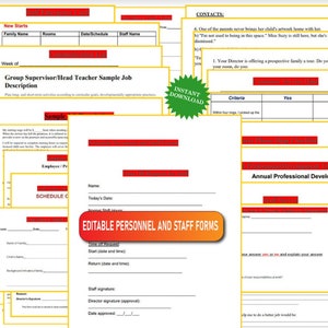 Daycare Staff Forms: Editable Personnel Management Templates - Etsy