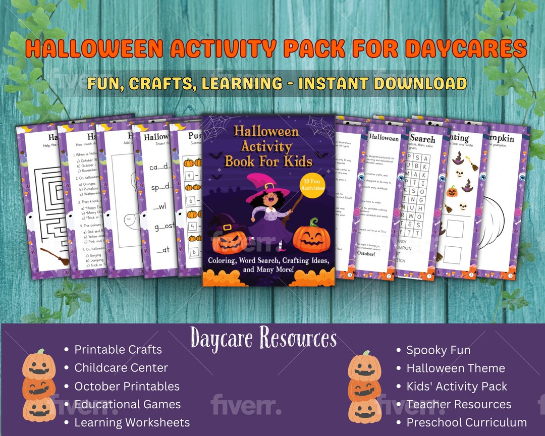 Halloween Daycare Activity Pack: Crafts, Learning, Instant Download ...