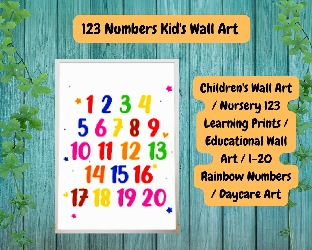 123 Numbers Kid's Wall Art / Children's Wall Art / Nursery 123 Learning ...