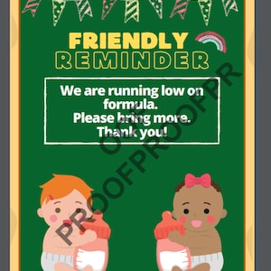 FRIENDLY Reminders/daycare, Preschool, Childcare Business/ 12 Printable ...