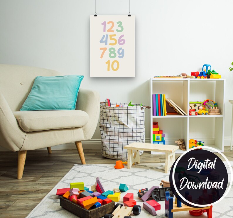 Numbers Wall Art for Daycare / Printable 123 Numbers Art / - Etsy