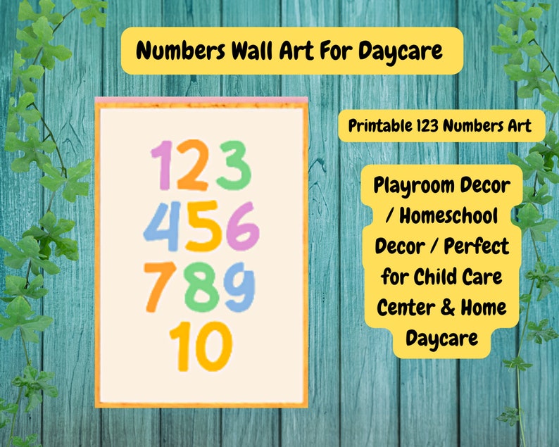 Numbers Wall Art for Daycare / Printable 123 Numbers Art / - Etsy