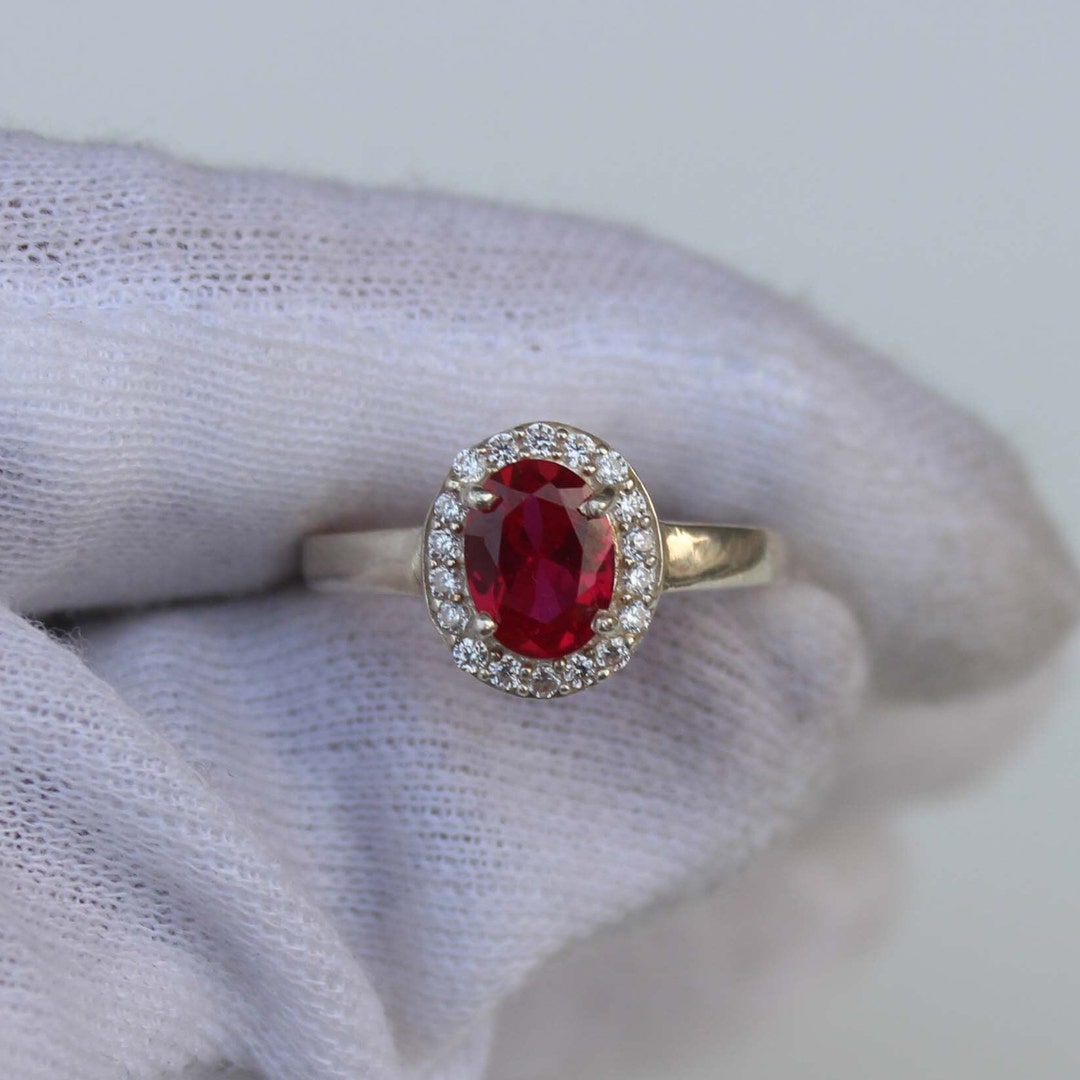 Lab Created Red Ruby Ring Unique Anniversary Ring Wedding Ring Promise ...