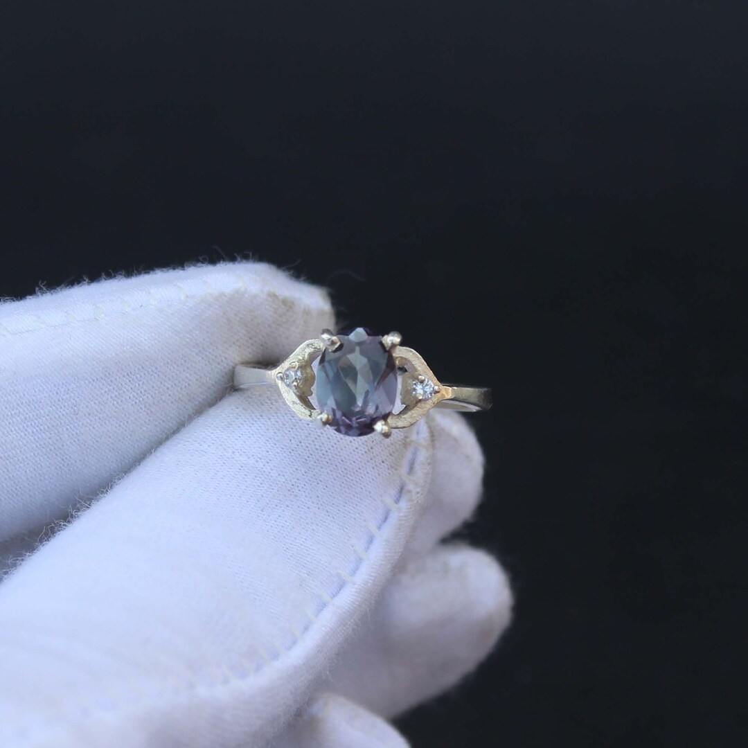 Alexandrite Ring, 925 Sterling Silver Ring, Lab Created Alexandrite ...