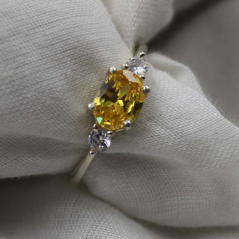 Yellow Stone Ring - Etsy