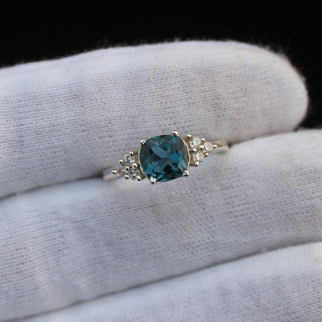 Natural London Blue Topaz Ring London Blue Ring Engagement Ring Promise ...