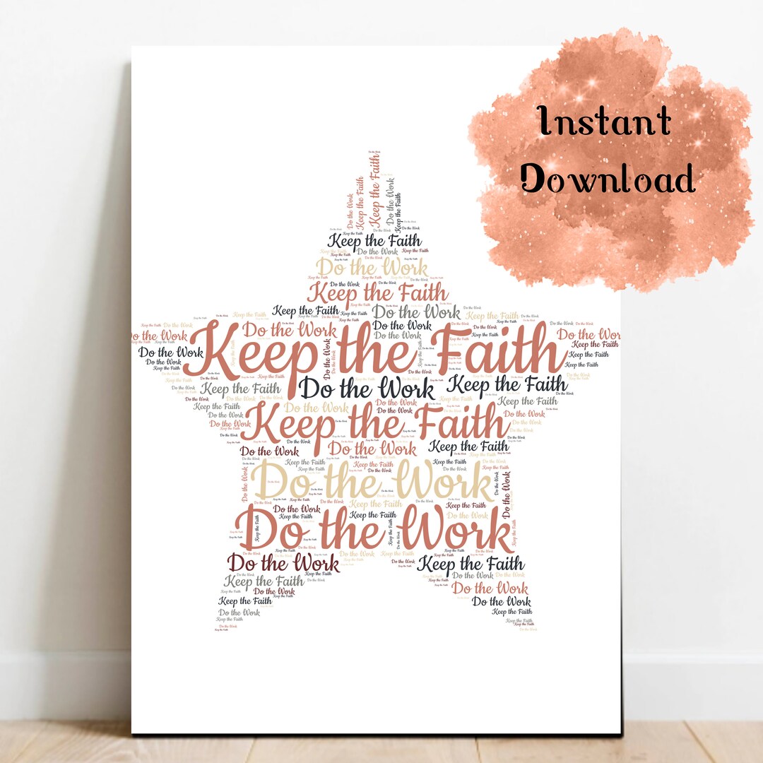 Keep the Faith Printable, Word Cloud Printable Art, Christian Digital ...