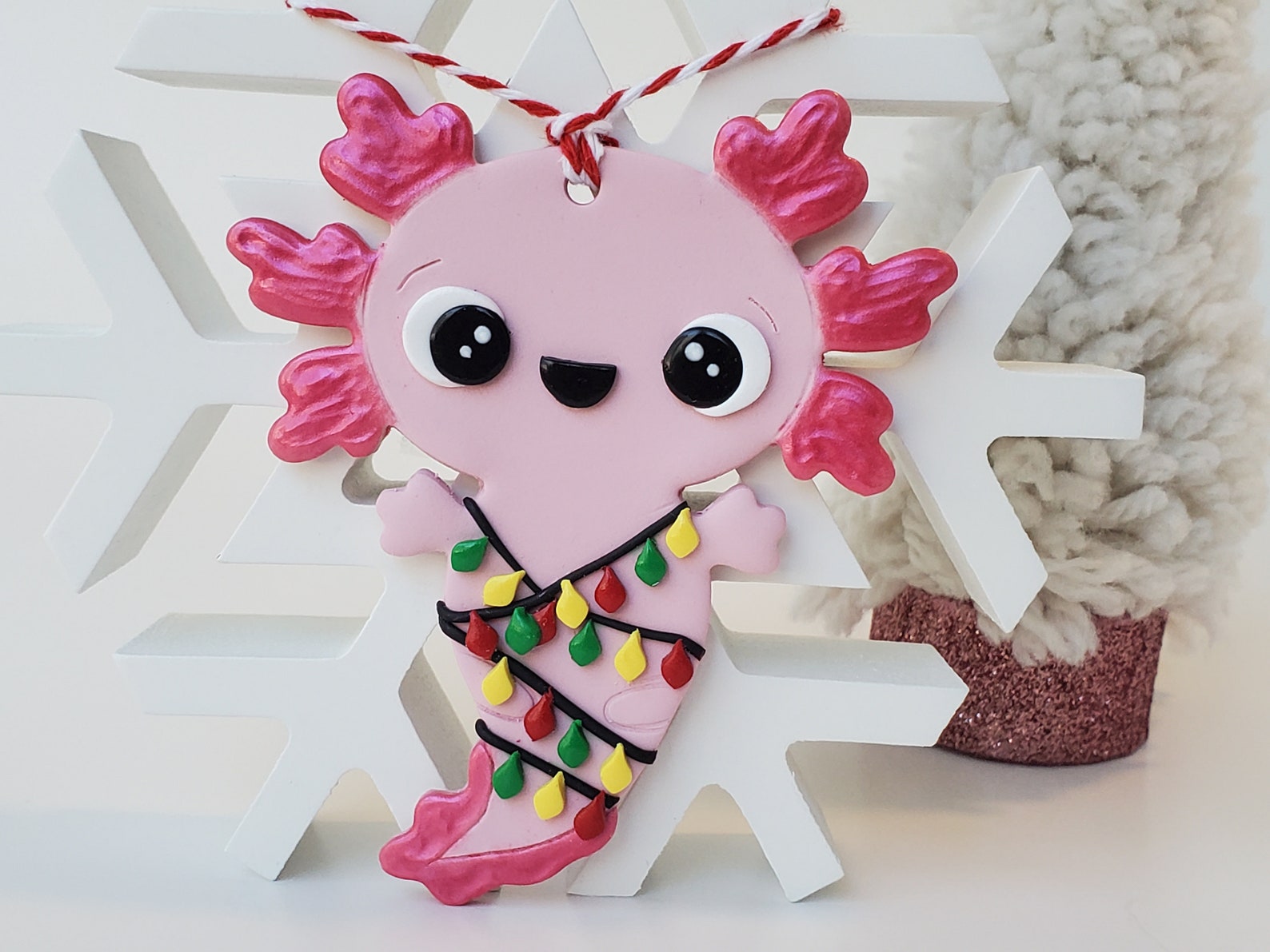 Axolotl Christmas Ornament, Pink Axolotl Holiday Decoration, Axolotl ...