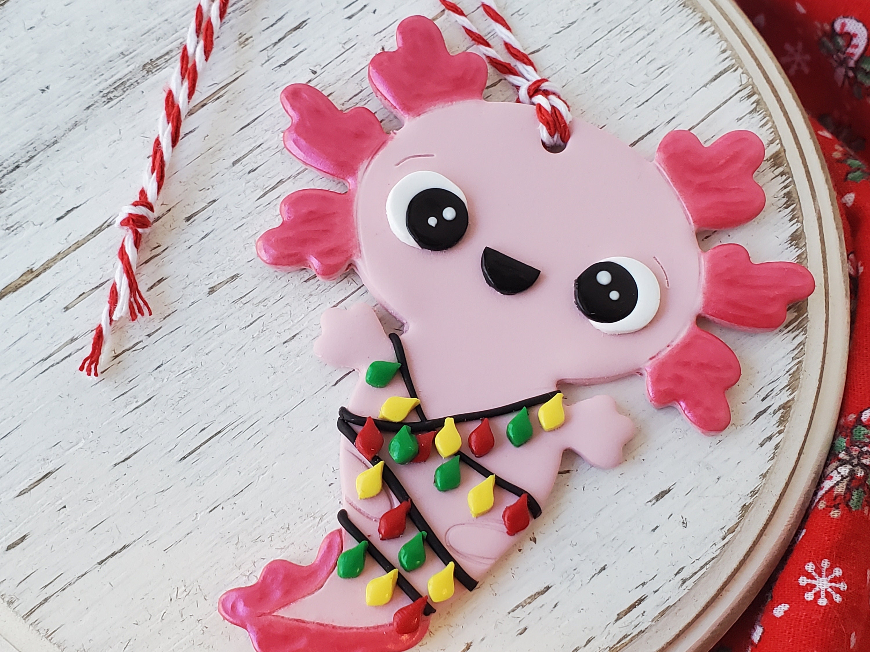 Axolotl Christmas Ornament, Pink Axolotl Holiday Decoration, Axolotl ...