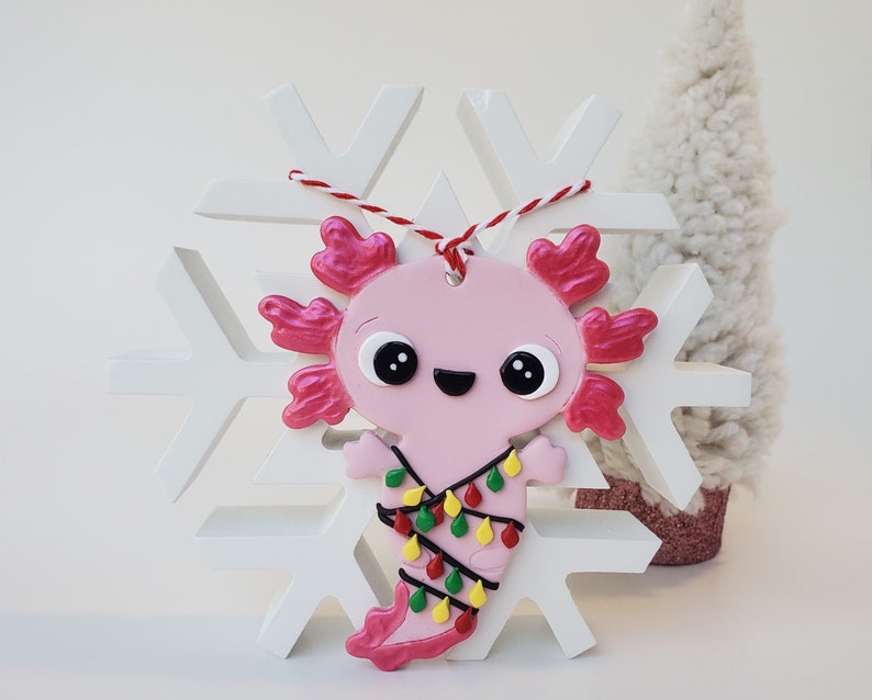 Axolotl Christmas Ornament, Pink Axolotl Holiday Decoration, Axolotl ...