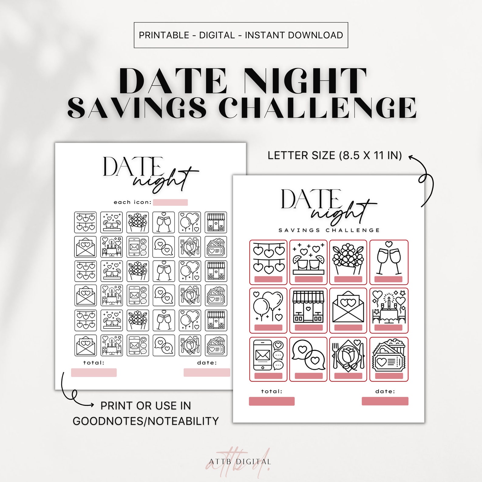 Date Night Savings Challenge Printable Digital Tracker - Etsy