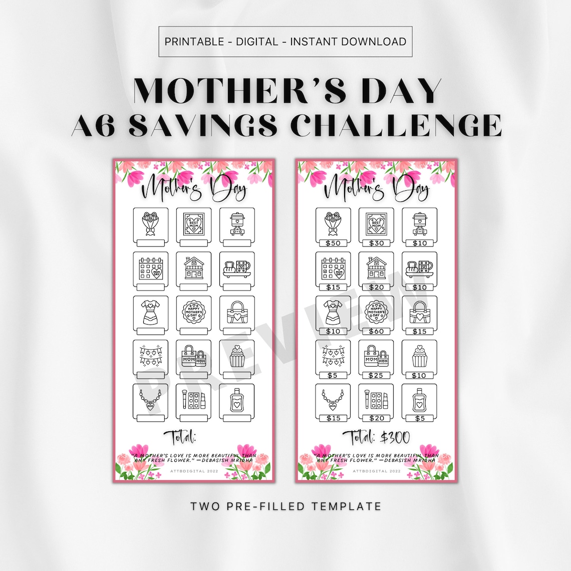Mother's Day Savings Challenge Printable Digital - Etsy