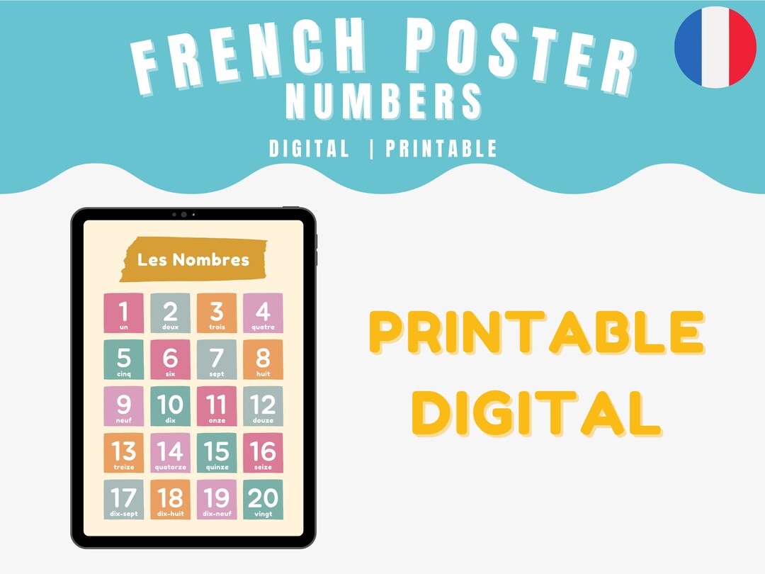 Bilingual French Numbers 20 Poster | Student Study Printable | Les ...