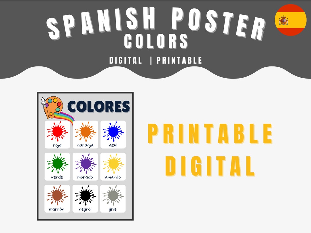 Spanish Colors Digital Poster | Beginner Vocabulary Spanish Classroom ...