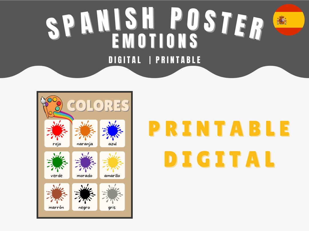 Spanish Colors Digital Poster | Beginner Vocabulary Spanish Classroom ...