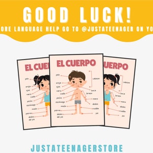 Spanish Body Parts Digital Poster | Beginner Vocabulary Spanish ...