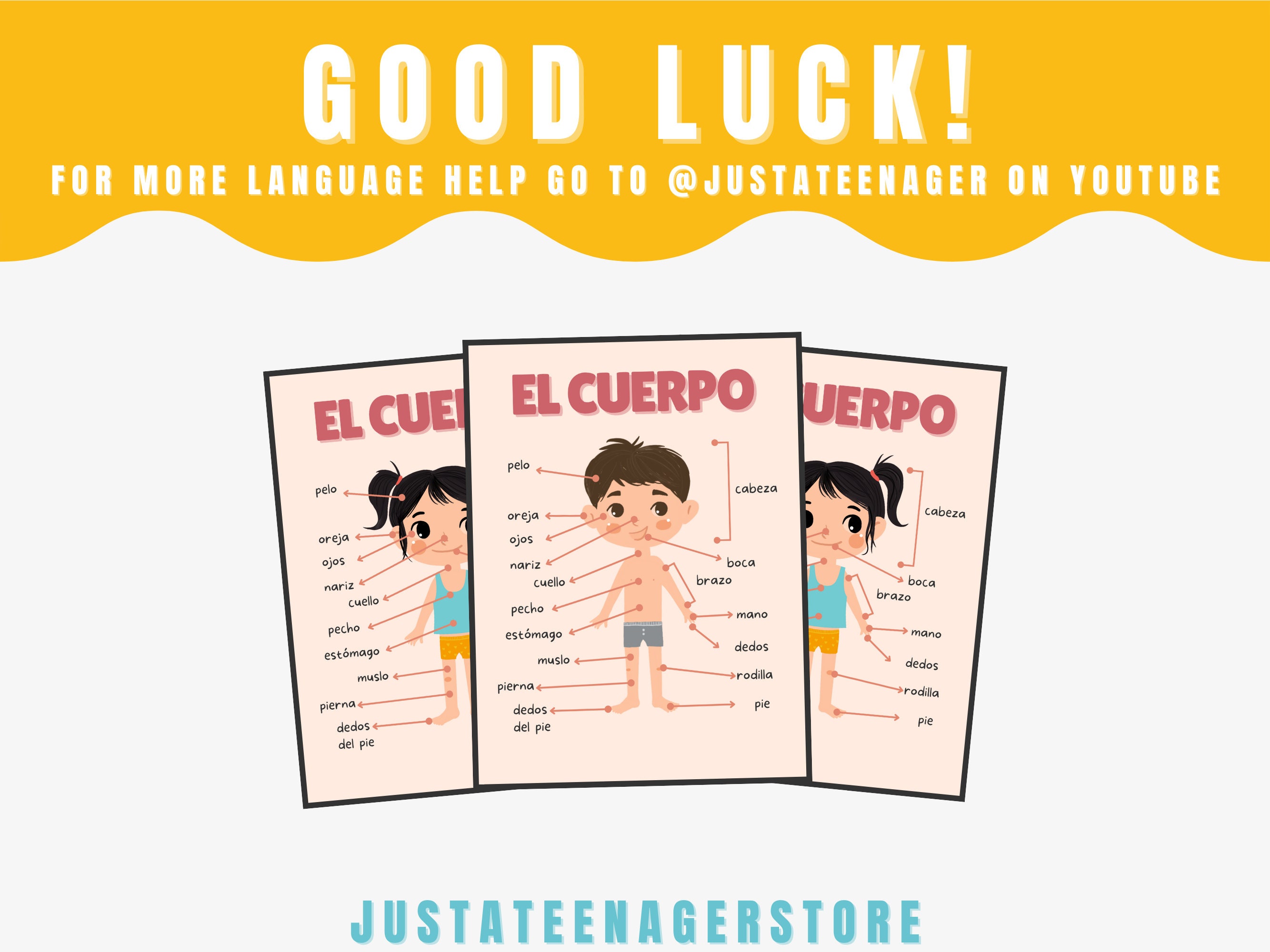 Spanish Body Parts Digital Poster | Beginner Vocabulary Spanish ...