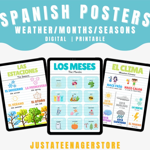 Spanish Classroom Weather Posters - Etsy