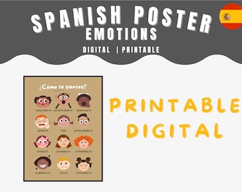 Emotions Poster for Kids-spanish - Etsy Canada