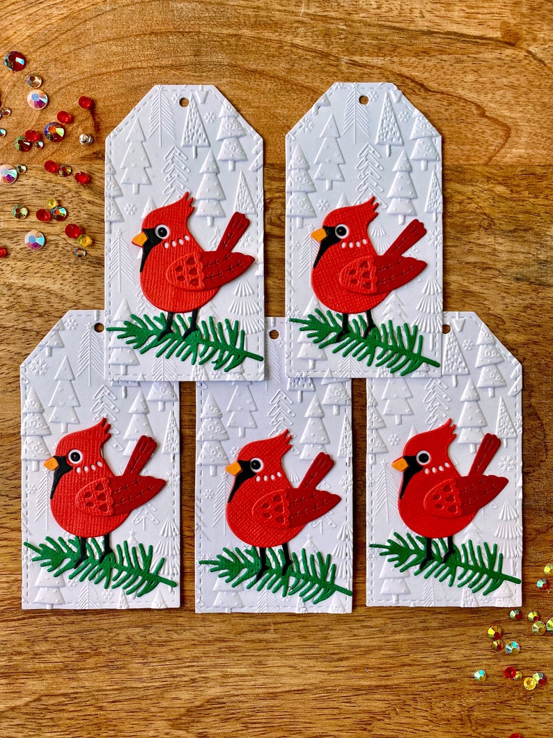 Holiday Gift Tags, Christmas Gift Tags, Cardinal Gift Tags, Embossed ...