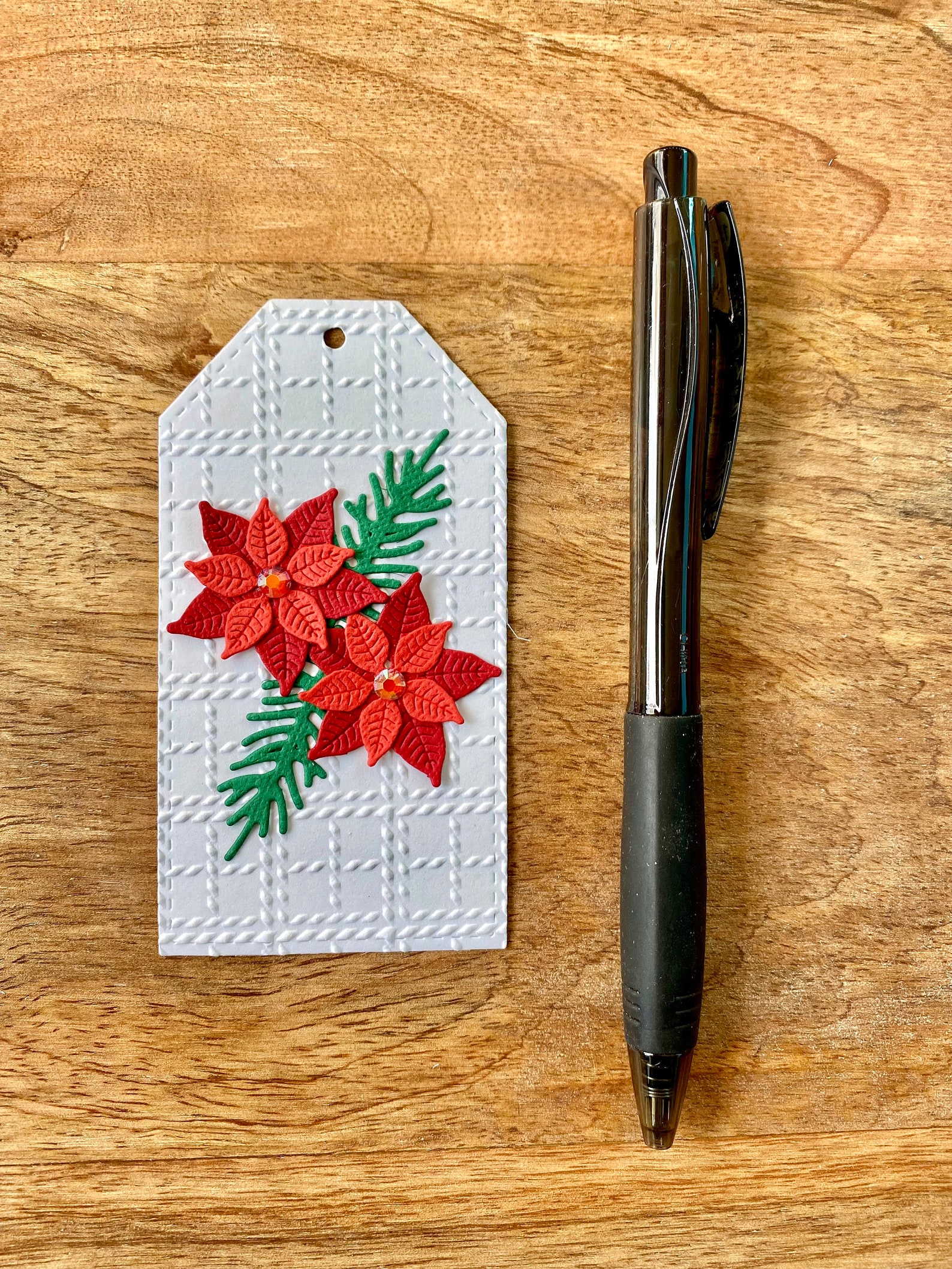 Holiday Gift Tags, Embossed Gift Tags, Poinsettia Gift Tags, Handmade ...